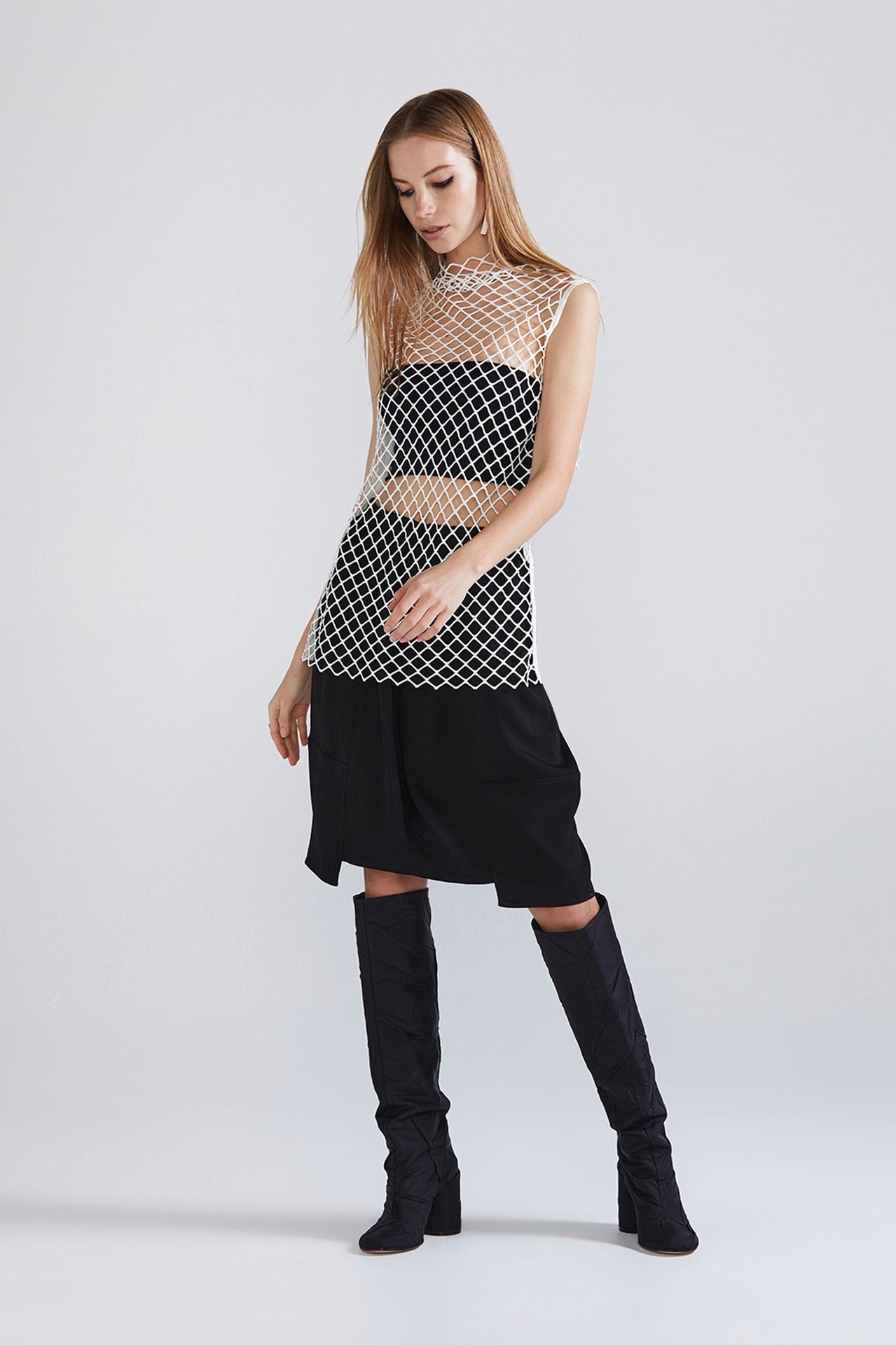 Mesh Sleeveless Contend Tunic - Ivory in Ivory - Taylor